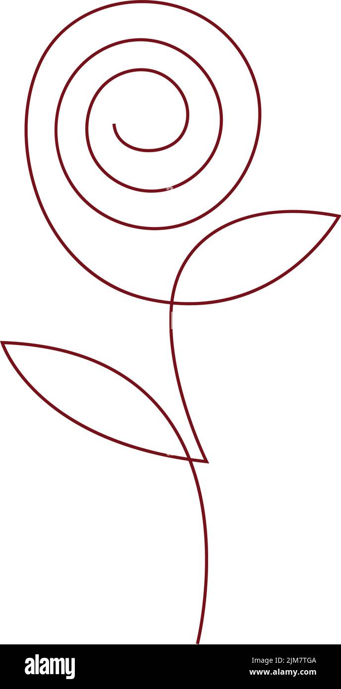 Red rose line art design illustration template Stock Vector Image & Art ...