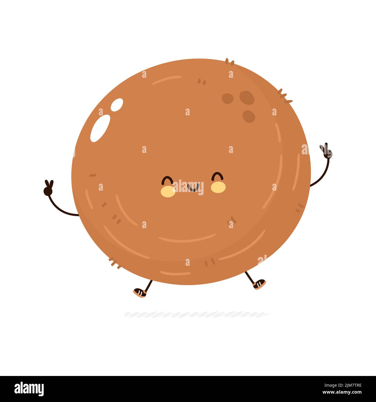 Cute funny coconut nut character. Vector hand drawn cartoon kawaii ...
