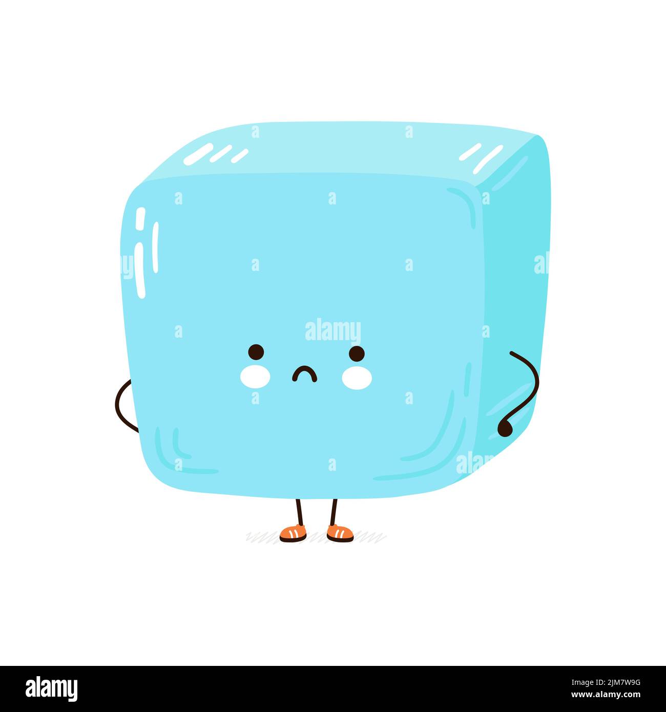 Cute Ice Cube Character Vector Hand Drawn Cartoon Kawaii Character