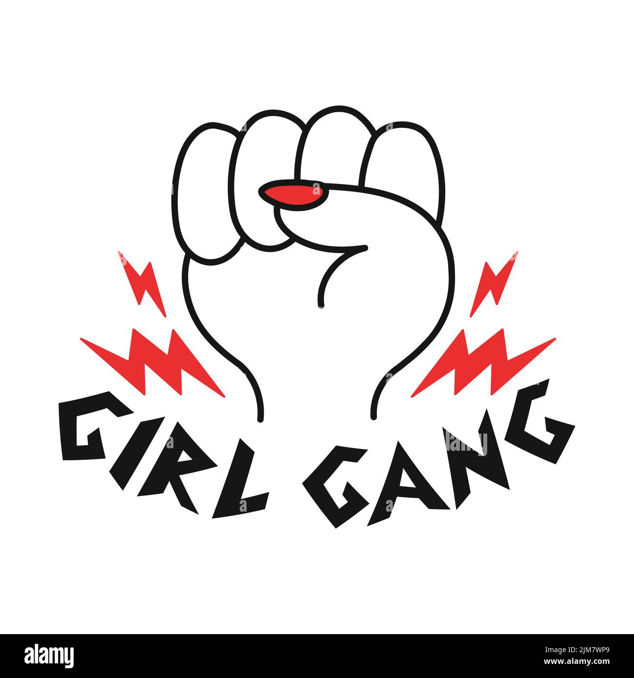 Woman fist with red nails t-shirt print design. Girl gang slogan quote ...