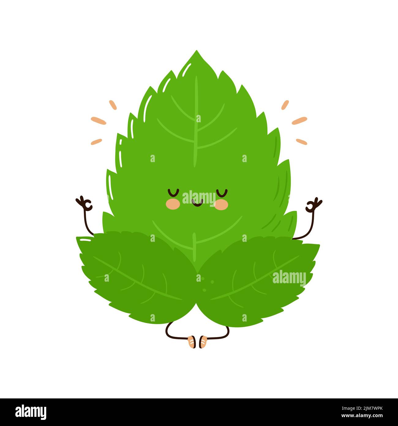 Cute funny mint leaf character. Vector hand drawn cartoon kawaii ...
