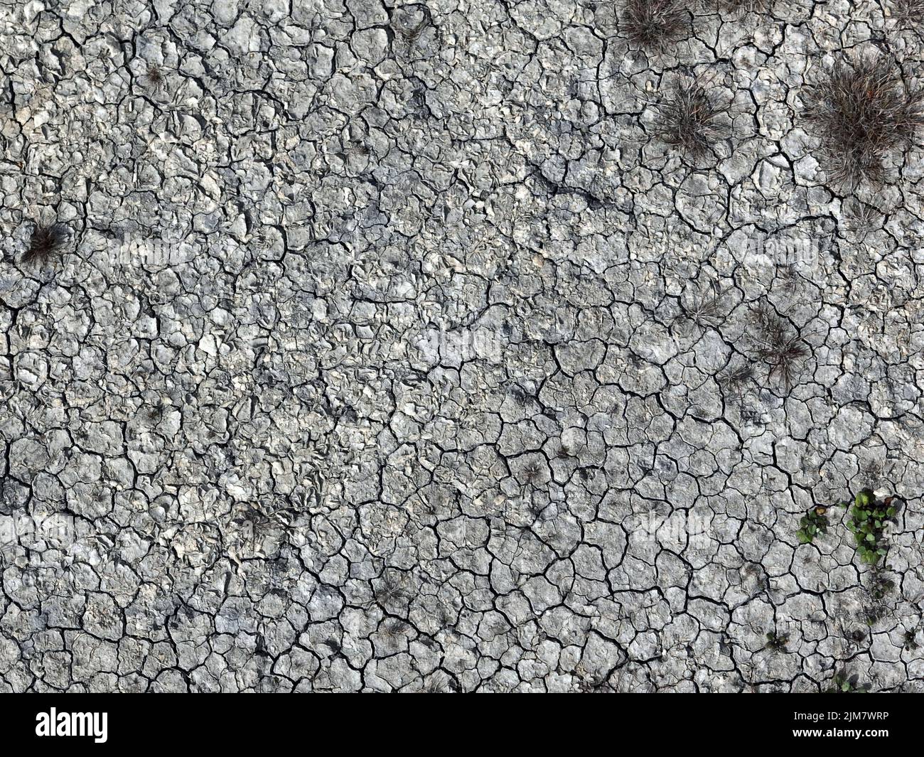 Grafham, UK. 04th Aug, 2022. Large cracks appear on a dry reservoir bed ...