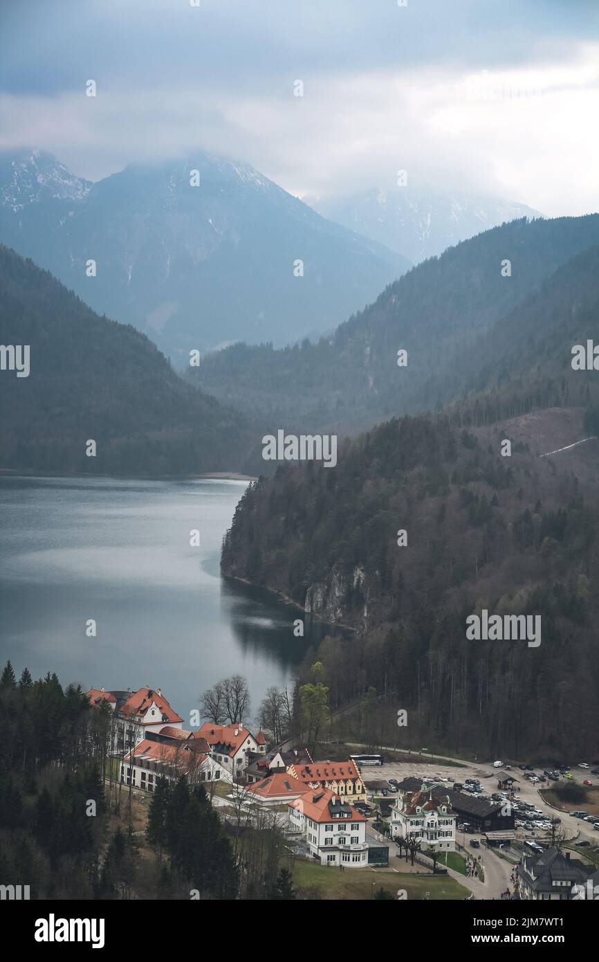 A beautiful view of the Alpsee lake from the Neuschwanstein castle ...