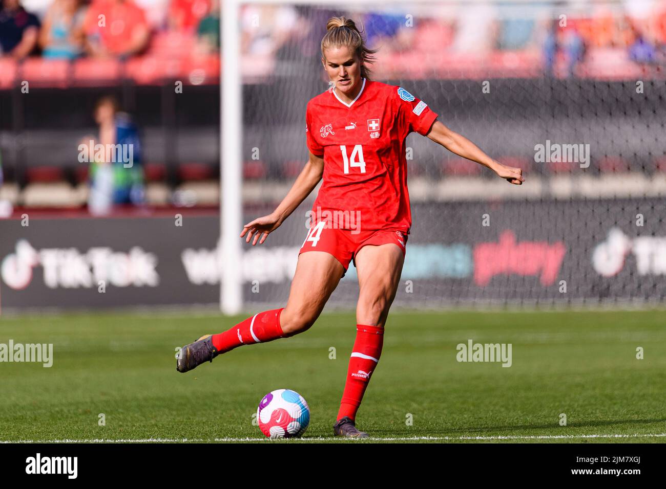 SHEFFIELD, ENGLAND - JULY 17: Rahel Kiwic of Switzerland in action ...
