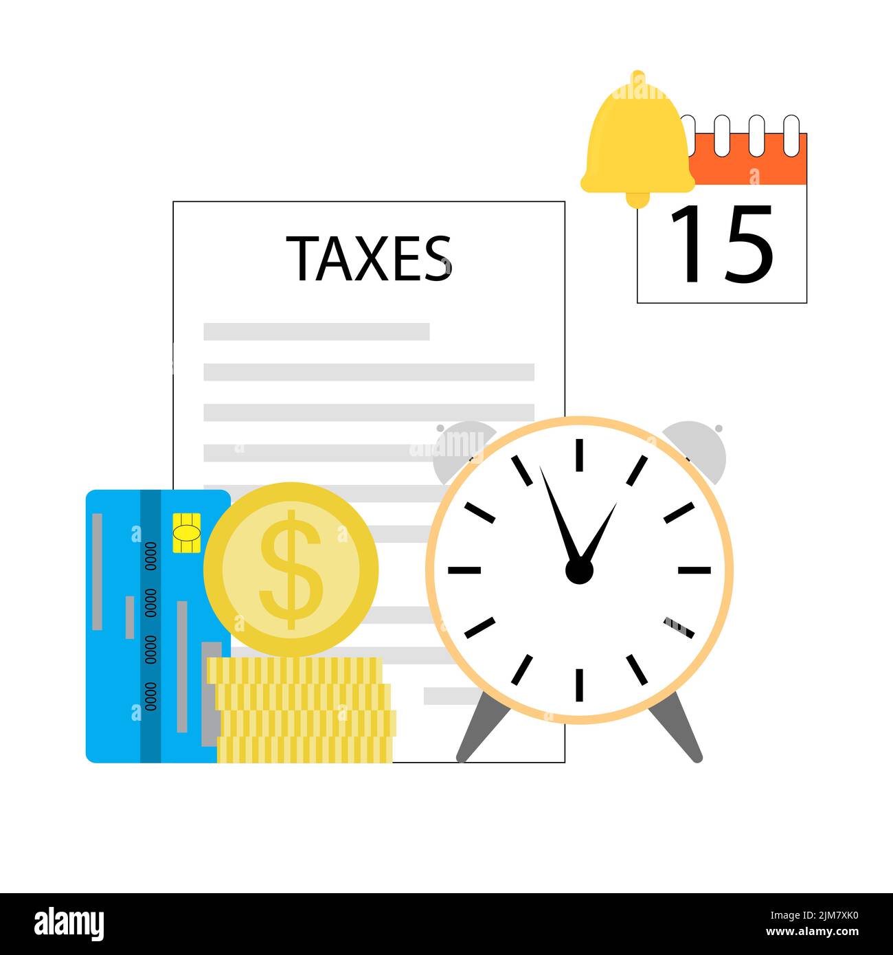 Reminder of pay tax, time for payment. Vector of reminder time to ...