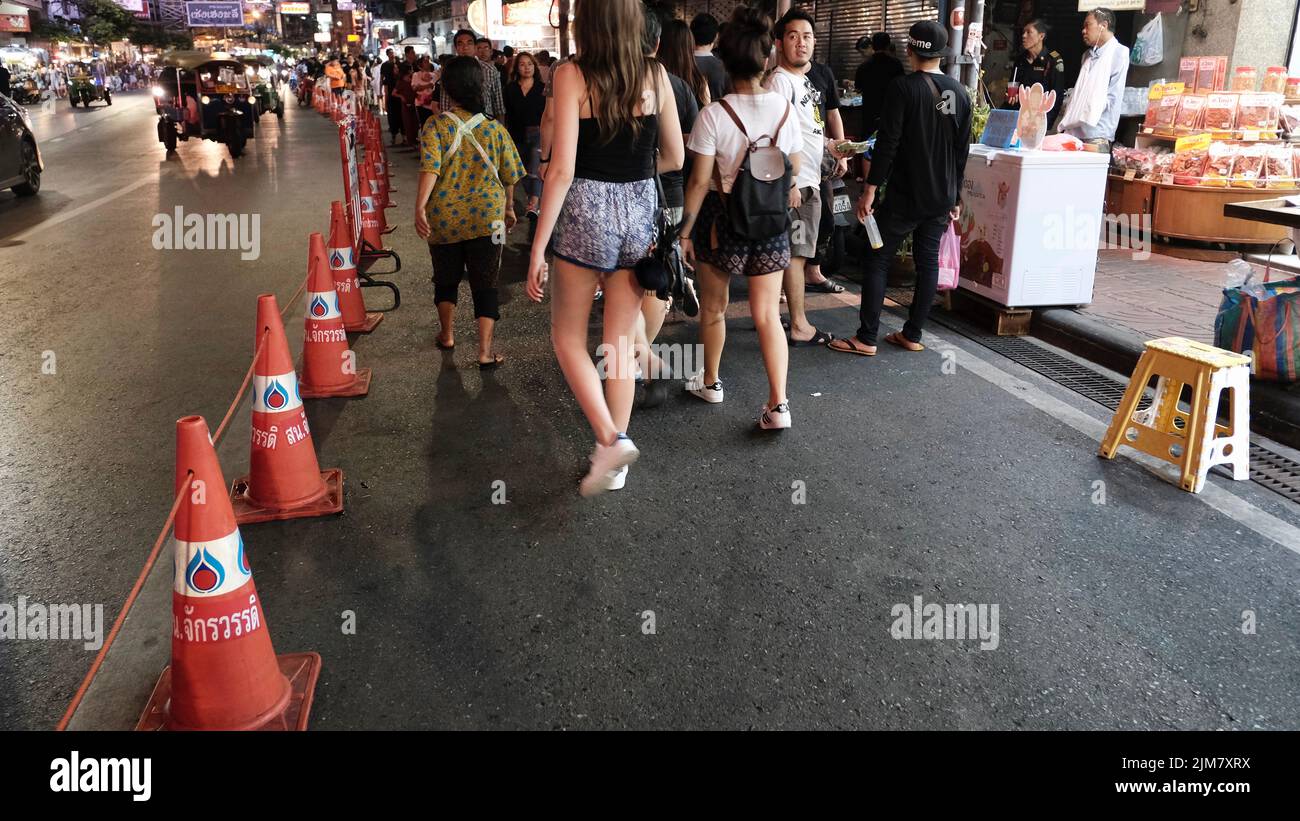 Tourist on Yaowarat Road Chinatown Bangkok lightsThailand Stock Photo - Alamy
