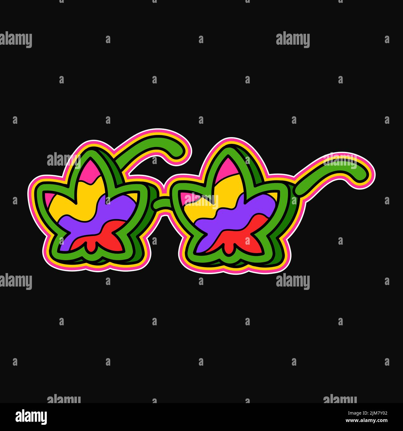 Hippie cannabis leaf glasses t-shirt print design. Vector logo cartoon ...