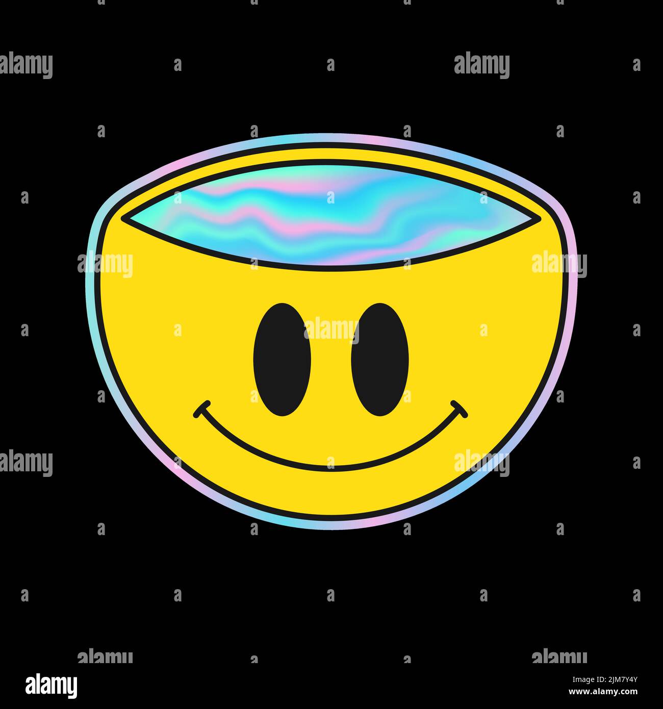 Smile head with holographic gradient eyes for t-shirt,tee. Vector ...