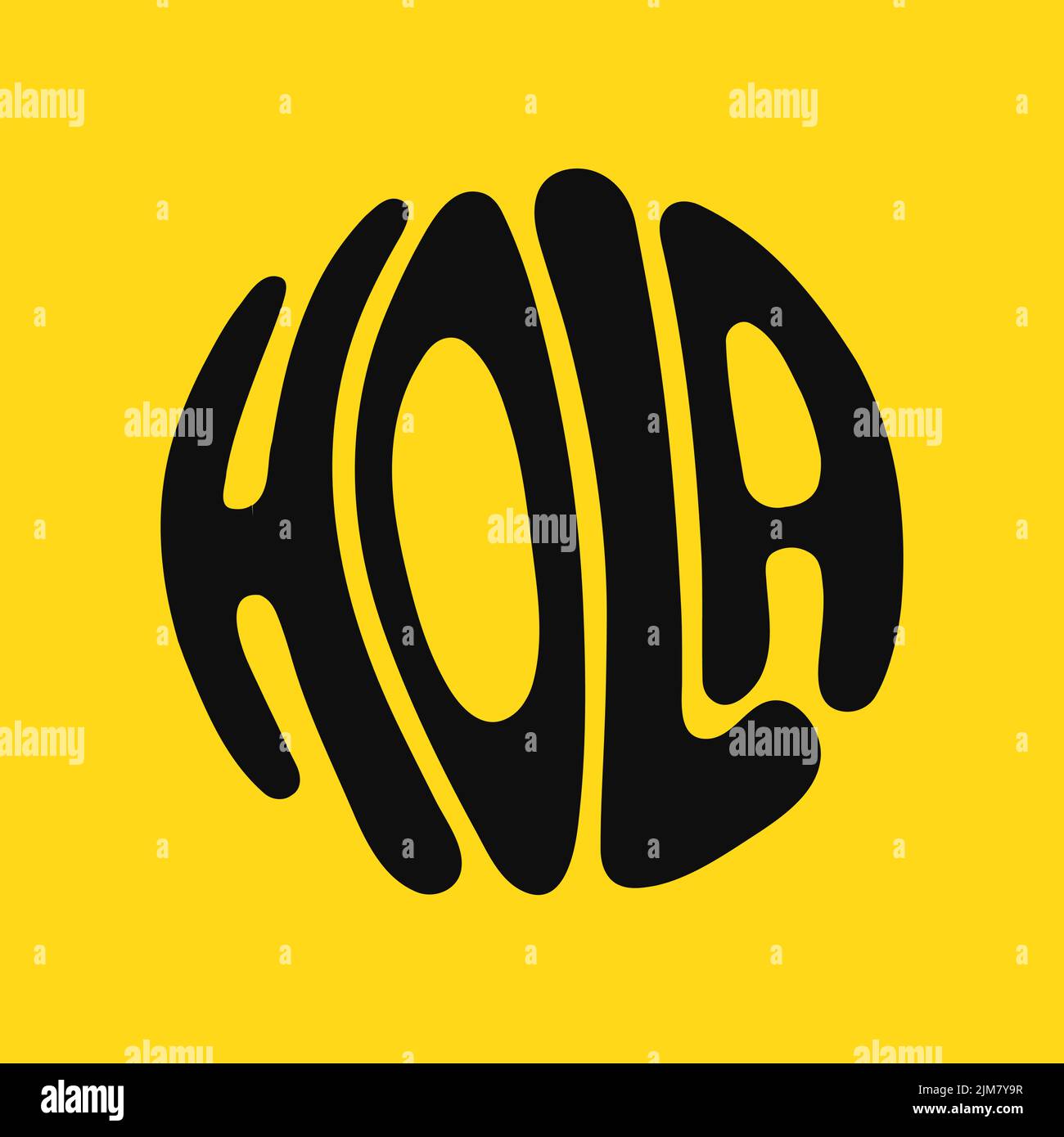 Hola circle quote. Vector hand drawn cartoon illustration. Isolated on ...
