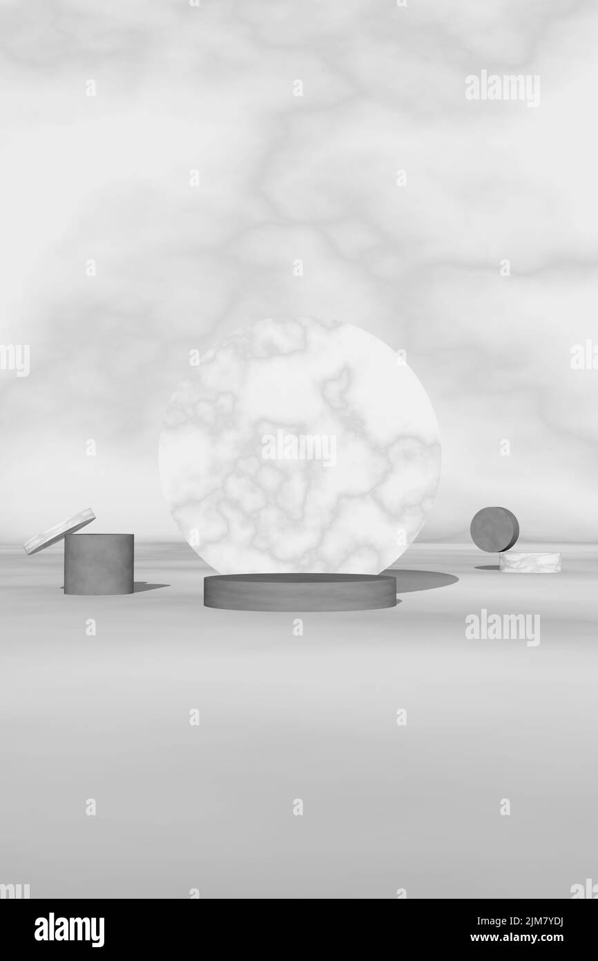 Empty marble stones concrete platform podium with harsh shadow 3D ...