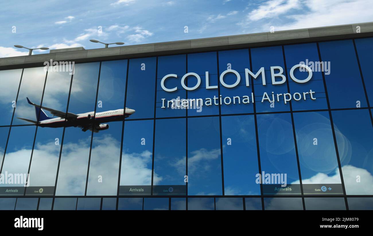 Aircraft landing at Colombo, Sri Lanka 3D rendering illustration ...