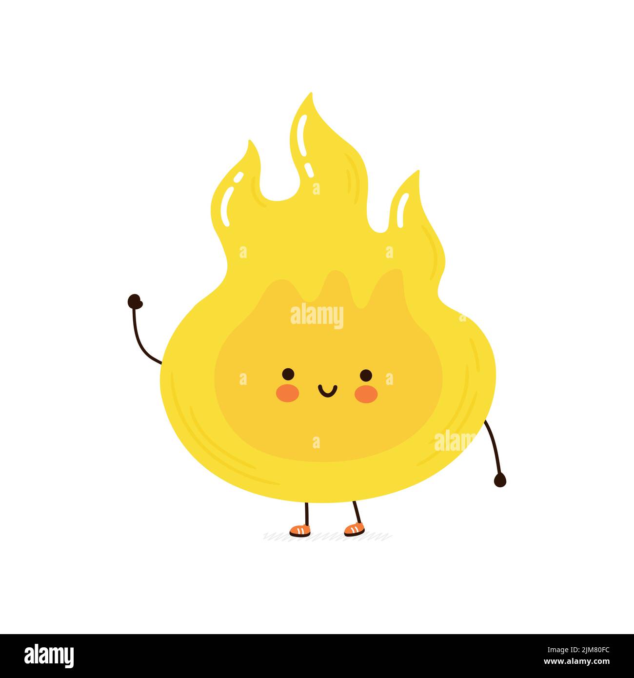 Cute funny flame character. Vector hand drawn cartoon kawaii character ...