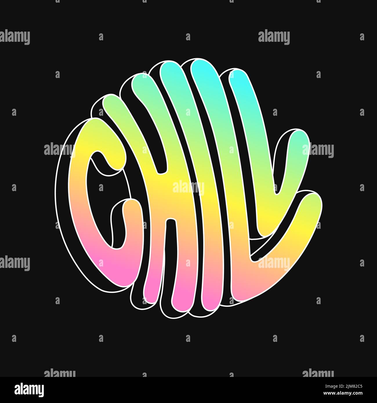 Chill circle quote,text logo. Vector hand drawn lettering cartoon ...