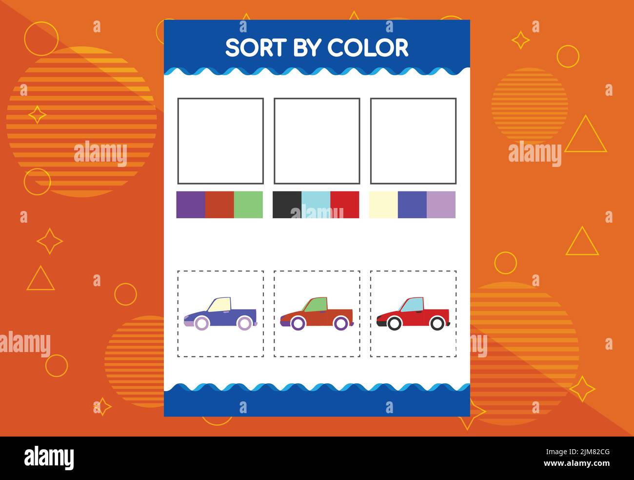 Sort by color worksheet for kids. Good for school and kindergarten ...