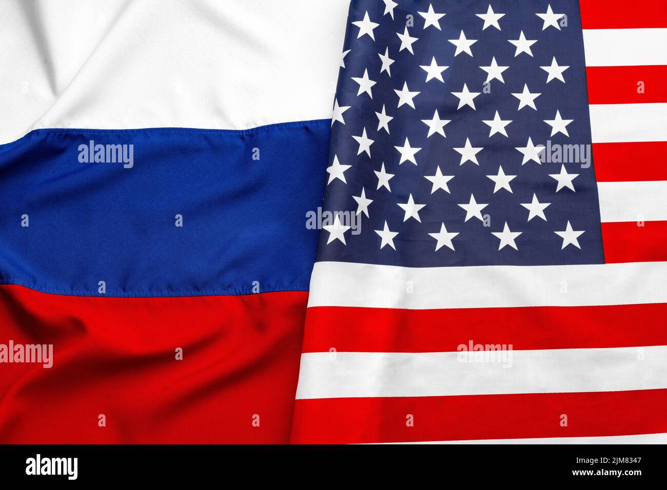 Usa flag and Russia flag top view Stock Photo - Alamy