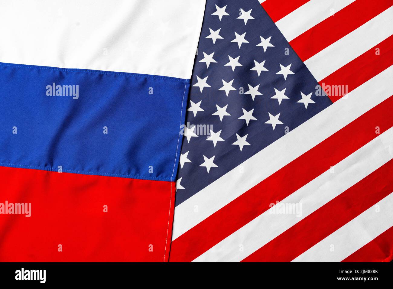 Usa flag and Russia flag top view Stock Photo - Alamy