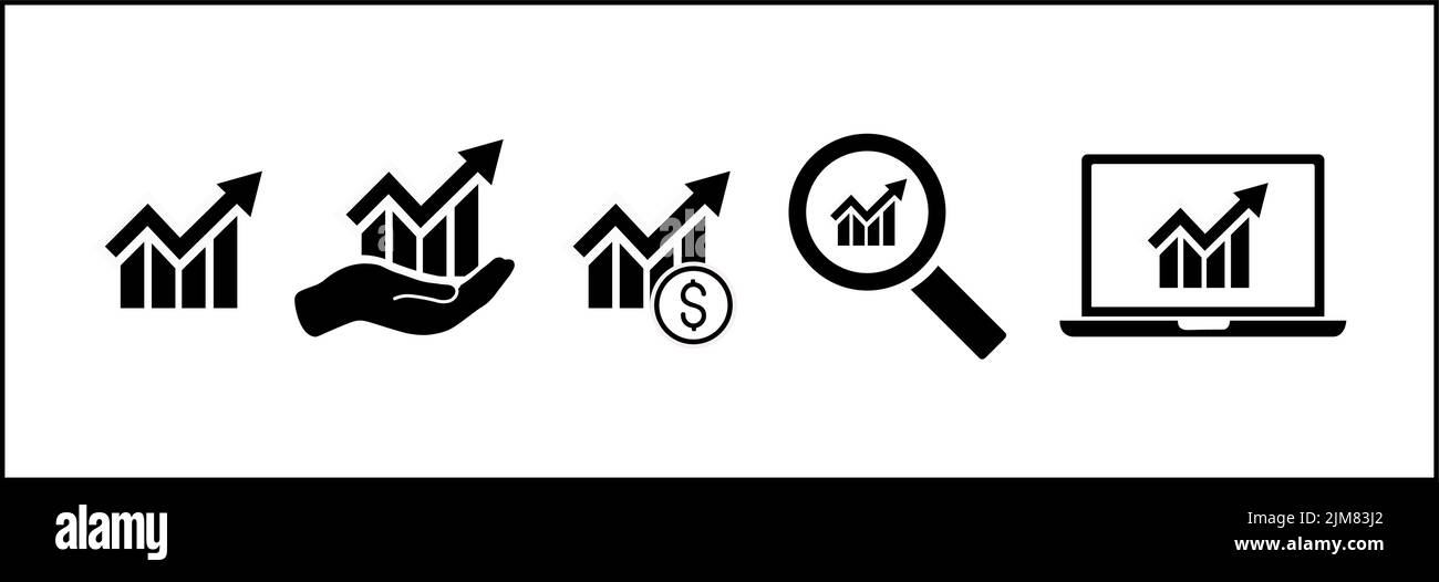 Increase money growth icon. Chart with magnifying glass icon. Chart ...