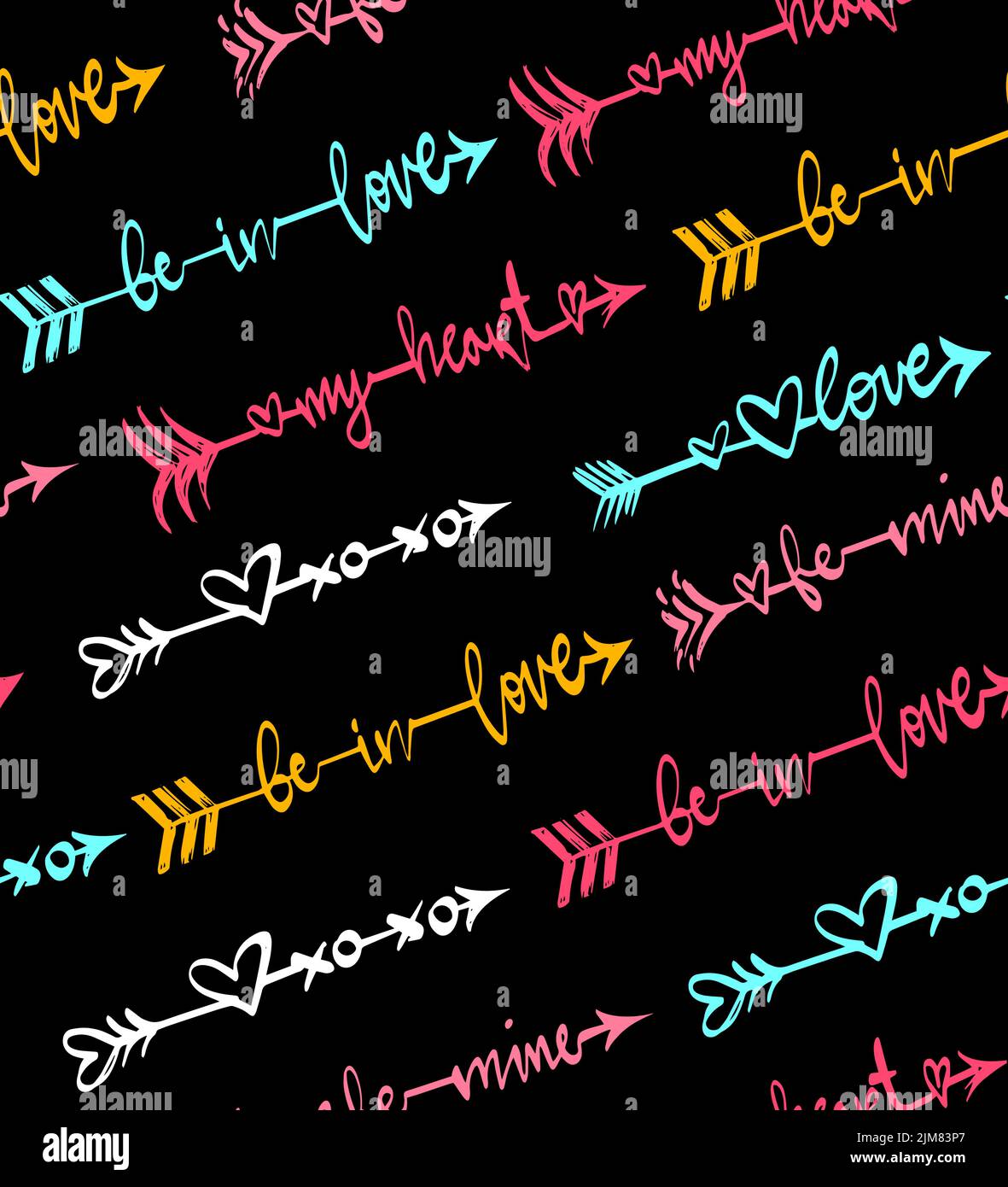 Love lettering with heart seamless vector pattern. Can be used on ...