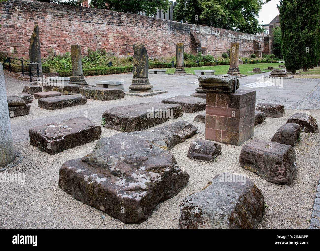 Roman gardens with Roman ruins too in Chester Stock Photo - Alamy