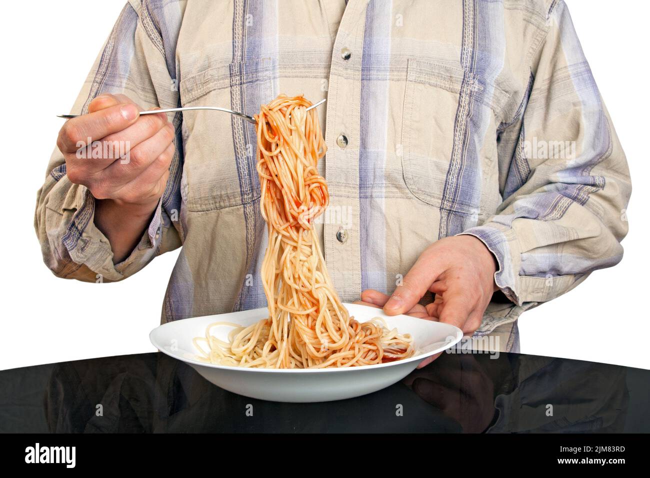 Human hands with fork and spaghetti Stock Photo - Alamy