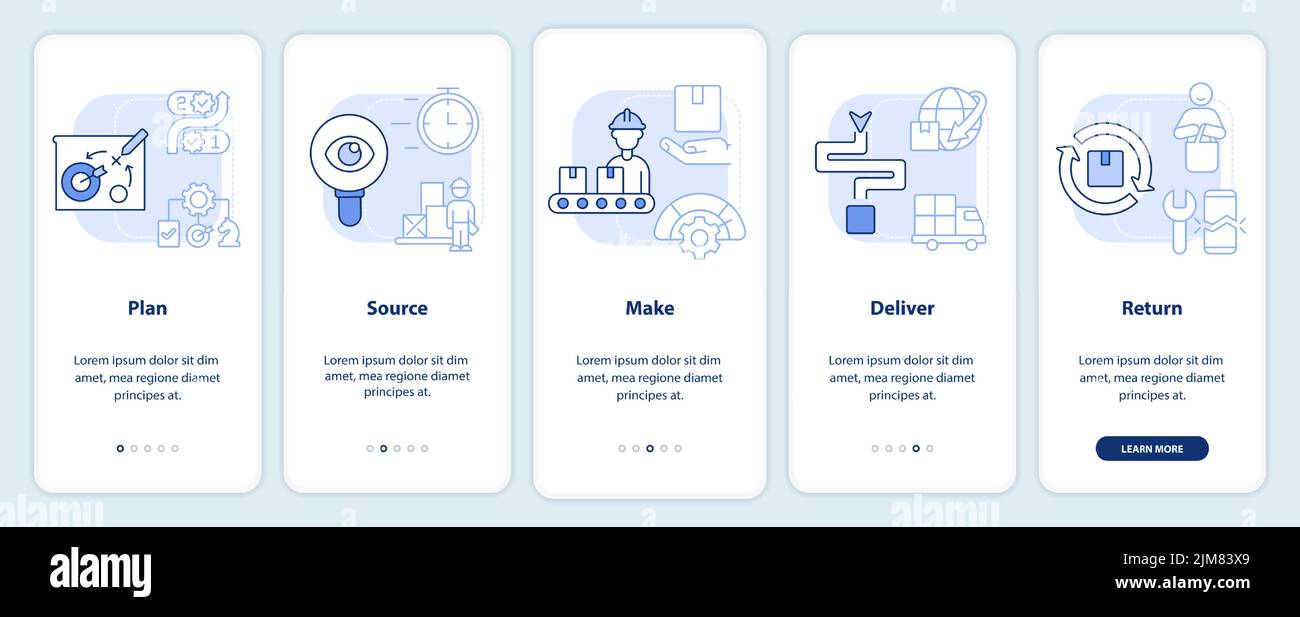 Supply Chain Management Parts Light Blue Onboarding Mobile App Screen Stock Vector Image And Art