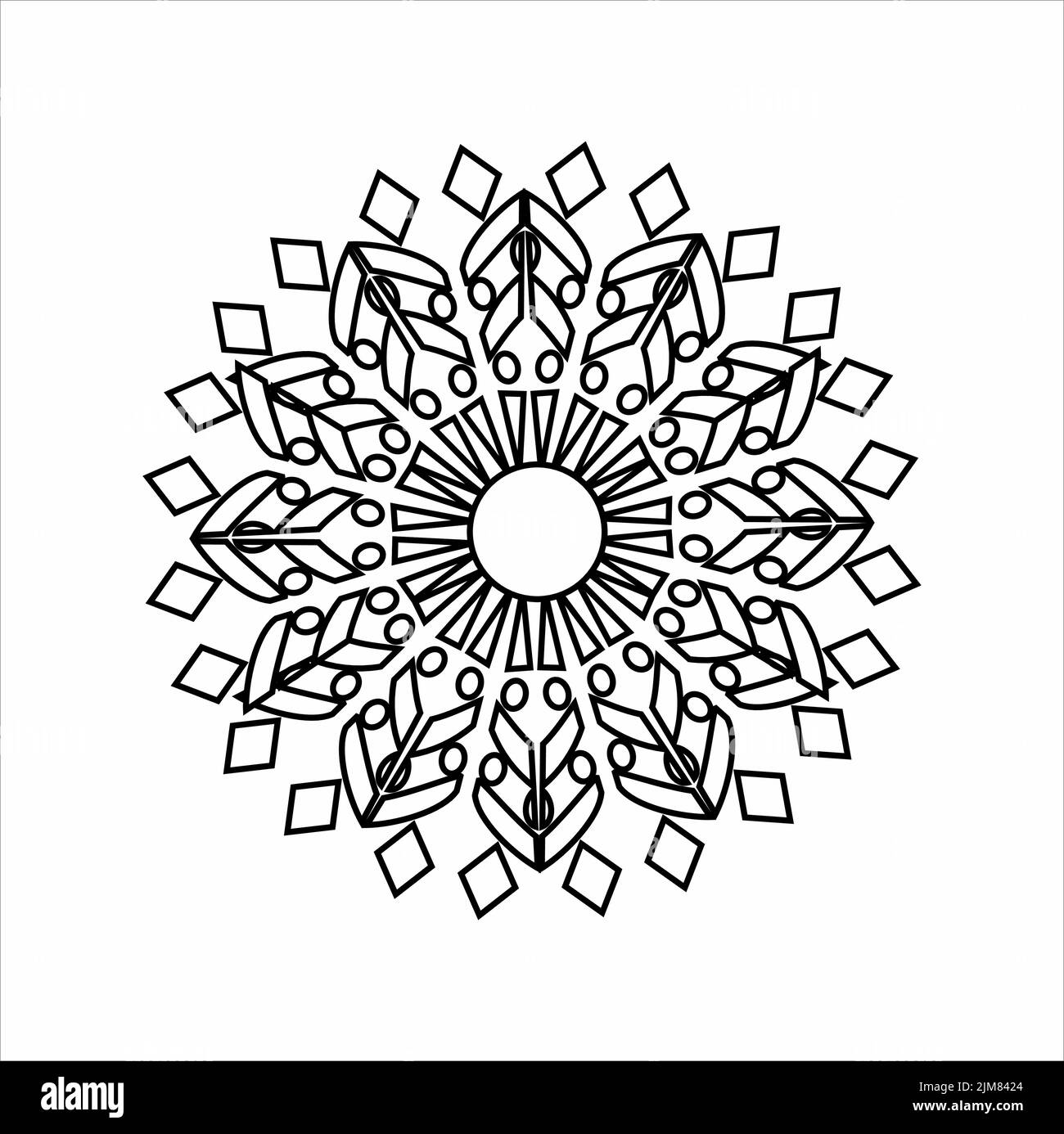 Vector simple mandala with abstract elements, isolated on white ...