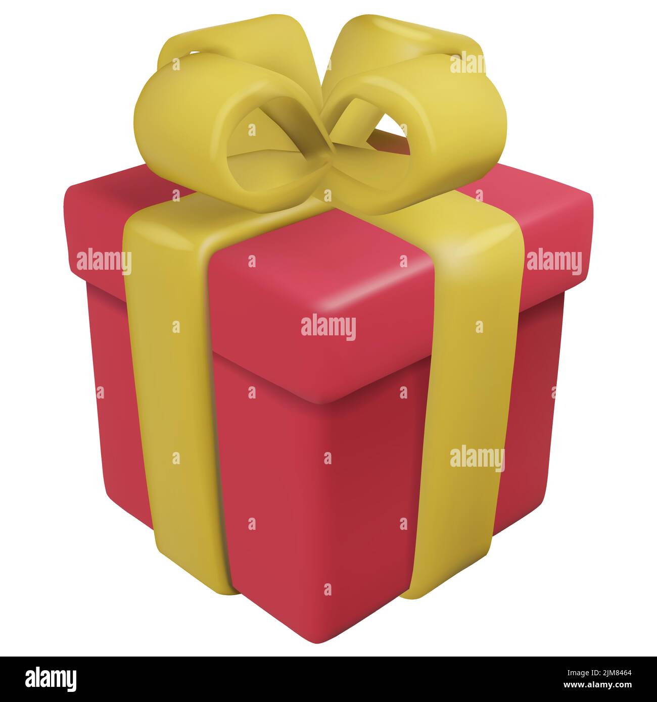 Realistic red gift box with yellow ribbon. Holiday decoration present ...