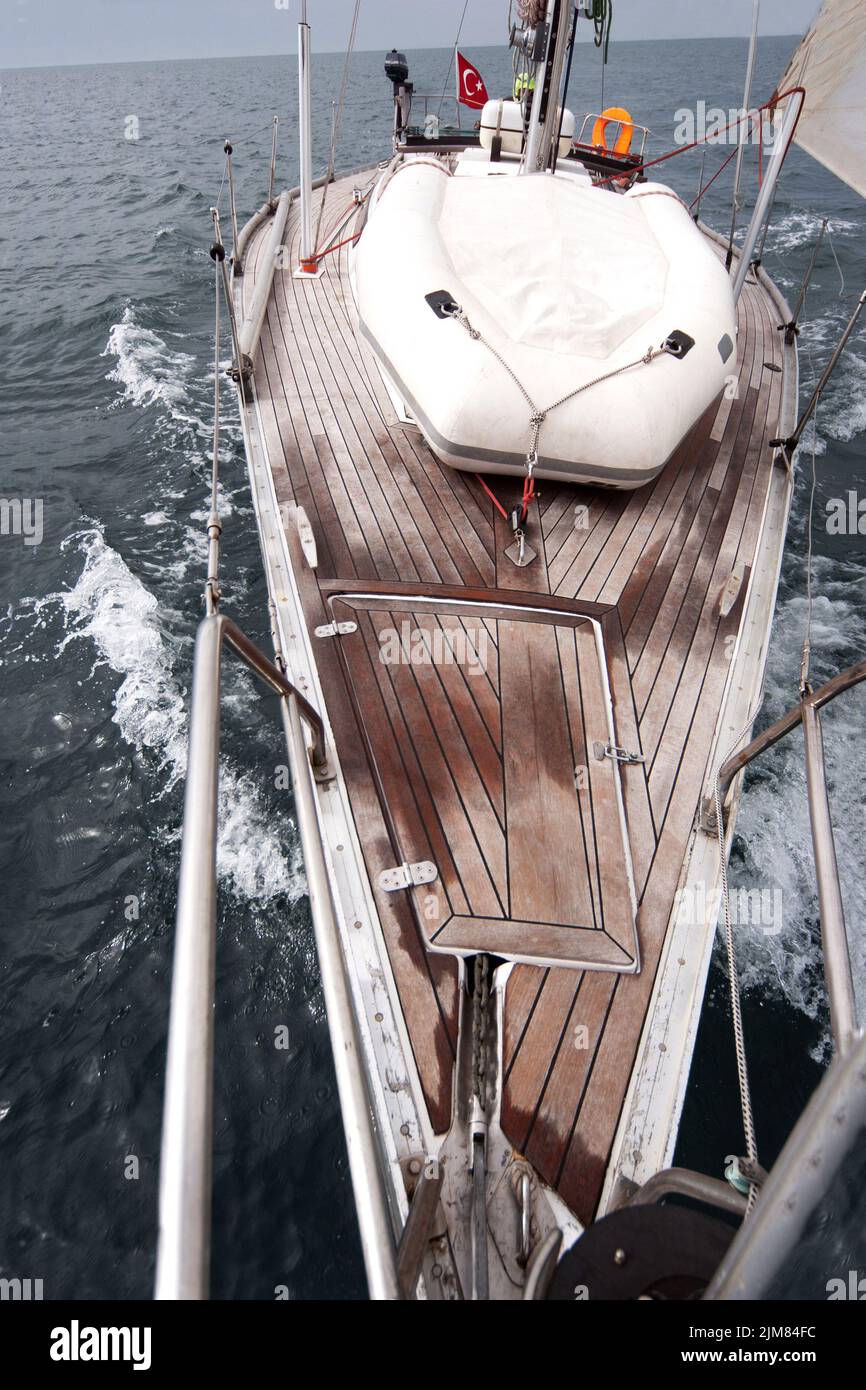Front view of sailing boat Stock Photo - Alamy