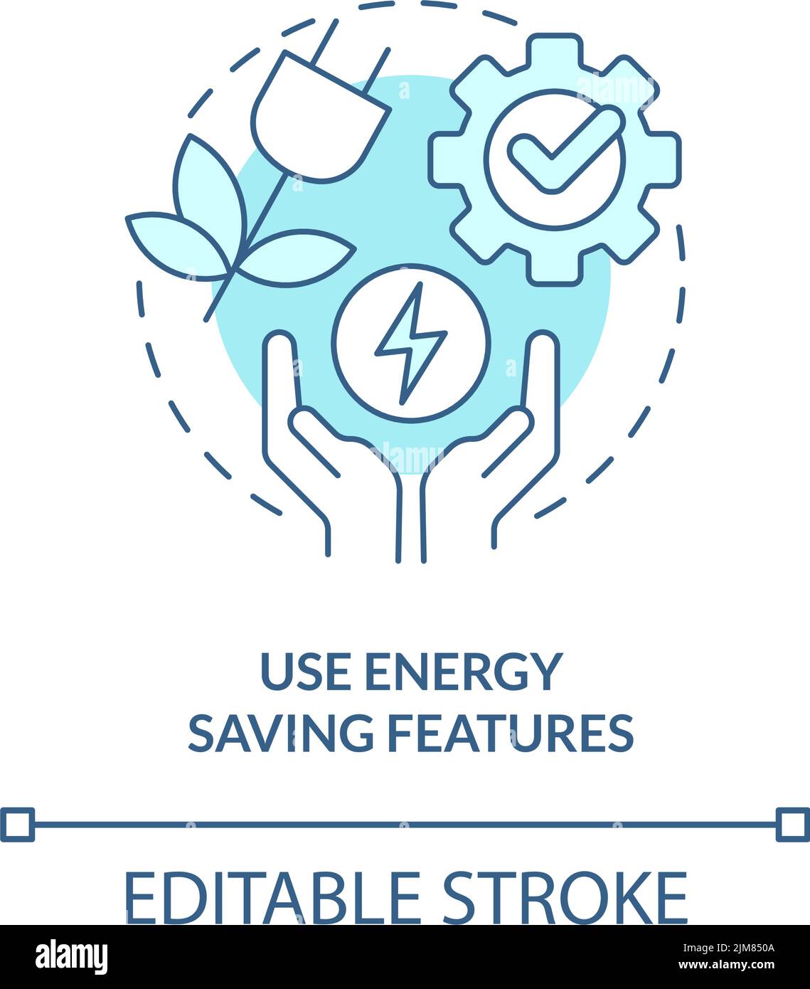 Use energy saving features turquoise concept icon Stock Vector Image ...