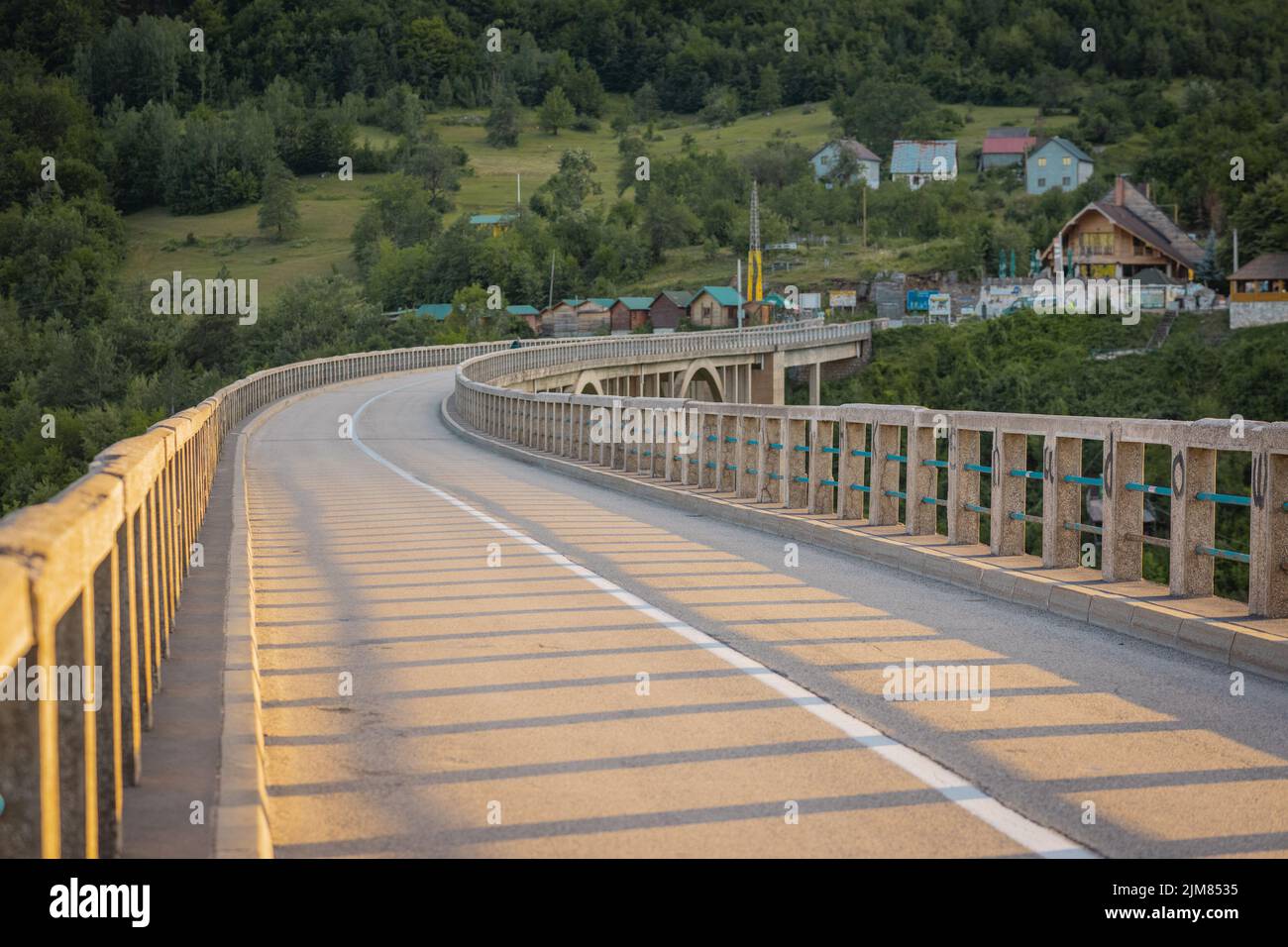 Famous bridge on the Tara river in Montenegro or Crna gora in evening ...