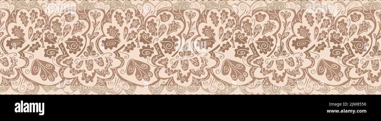 old vintage lace seamless vector border in beige Stock Vector Image ...
