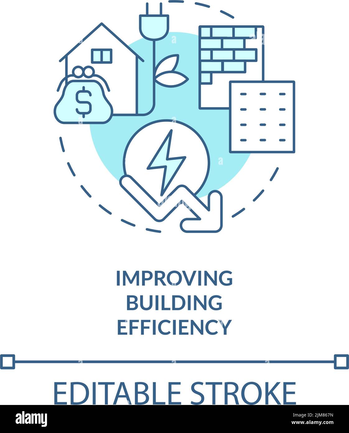 Improving building efficiency turquoise concept icon Stock Vector Image ...