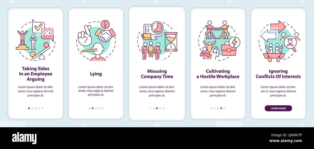 Unethical behavior onboarding mobile app screen Stock Vector Image & Art - Alamy