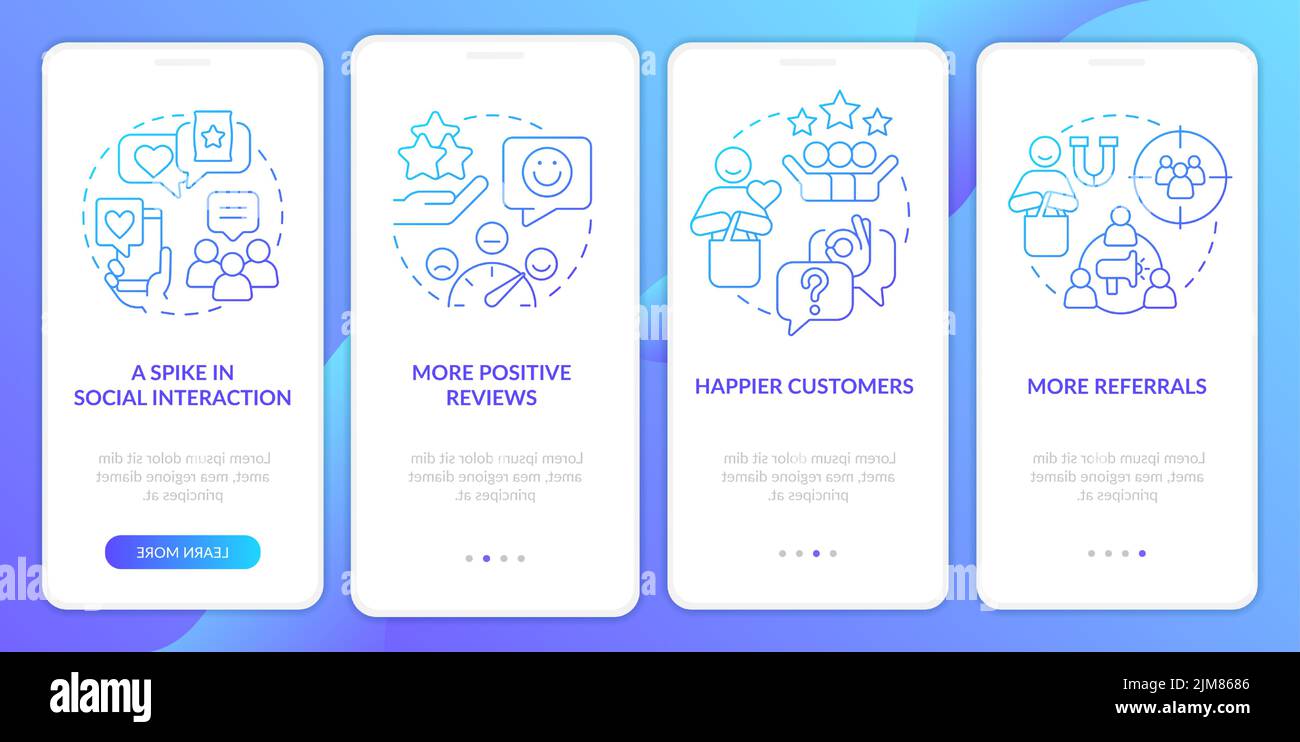 Tracking customer engagement blue gradient onboarding mobile app screen ...