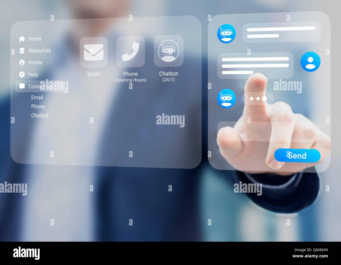 Chatbot conversation. Person using online customer service in metaverse ... Chatbot conversation. Person using online customer service in metaverse ...