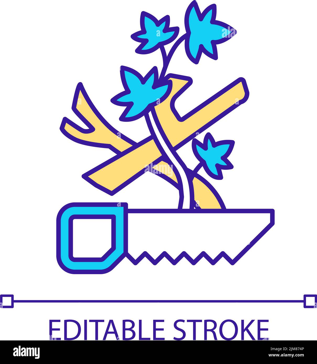 Pruning unwanted branches of trees RGB color icon Stock Vector Image ...