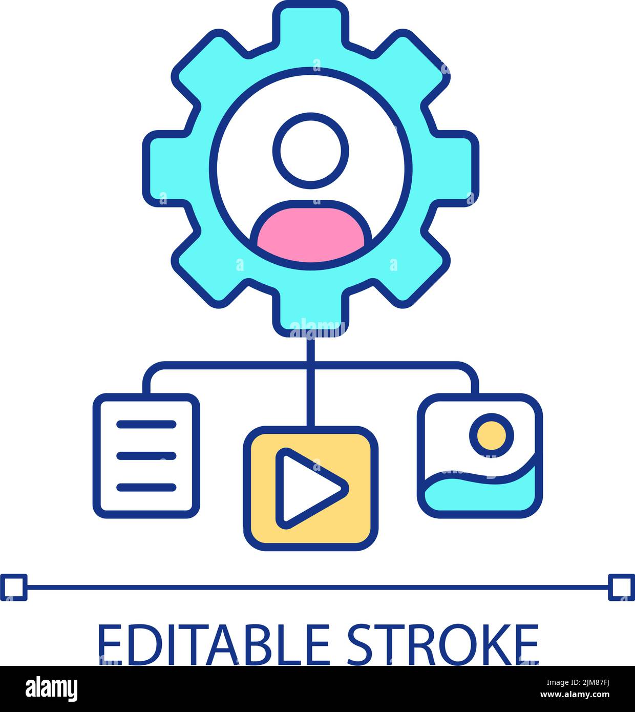 Promote product with various content types RGB color icon Stock Vector ...