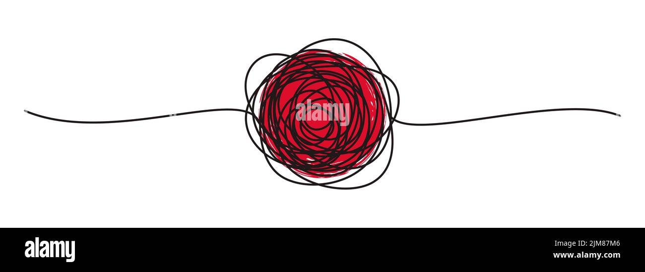Tangled banner with scribbled circle hand drawn with thin line Stock ...