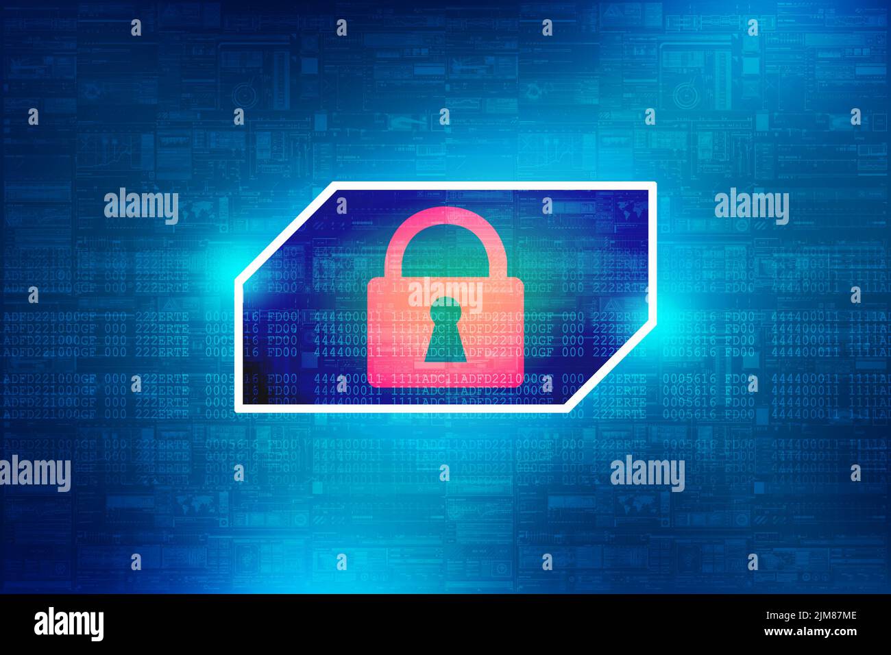 2d illustration Safety concept: Closed Padlock on digital background ...
