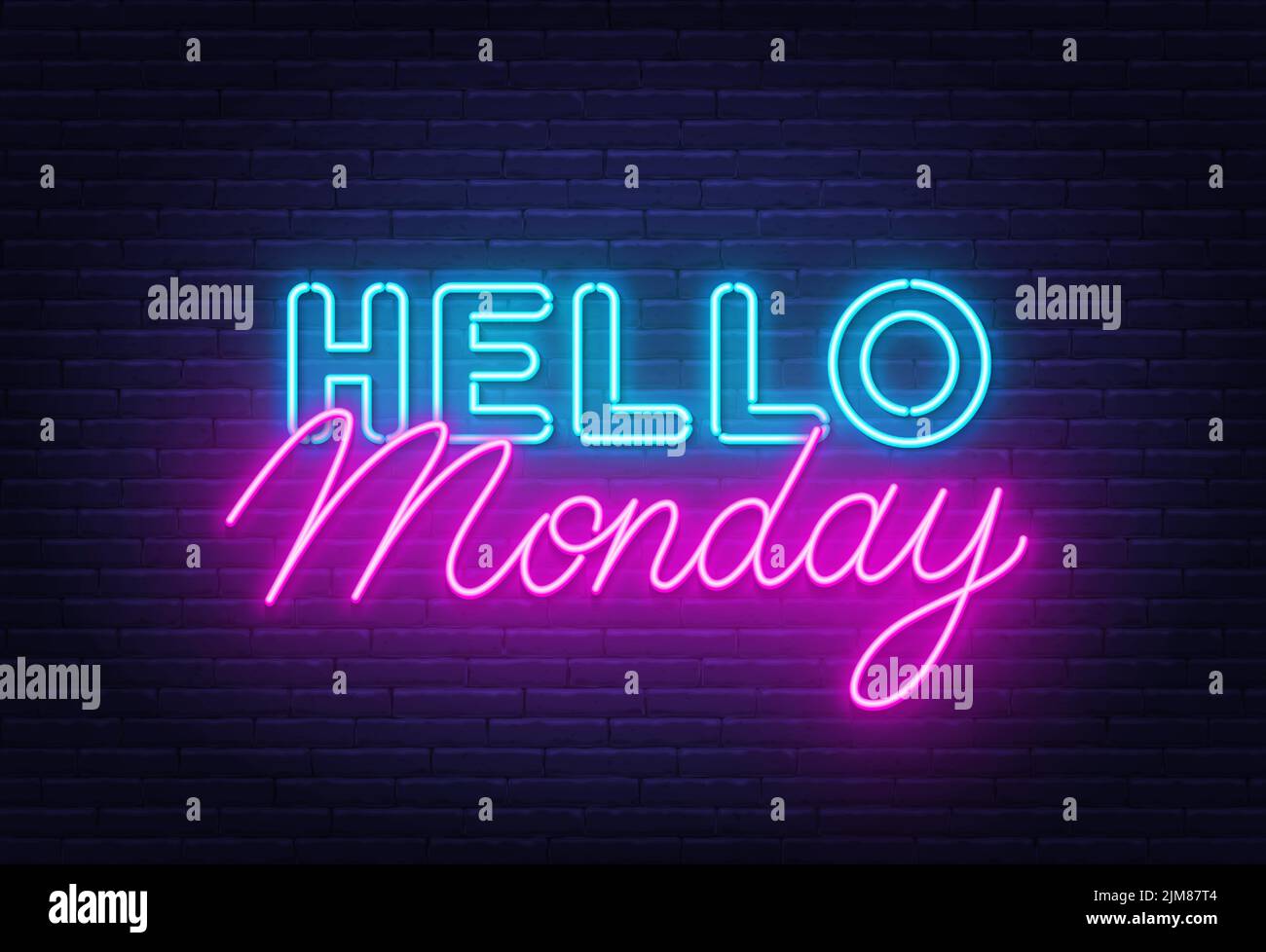 Hello Monday sign on brick wall background Stock Vector Image & Art - Alamy