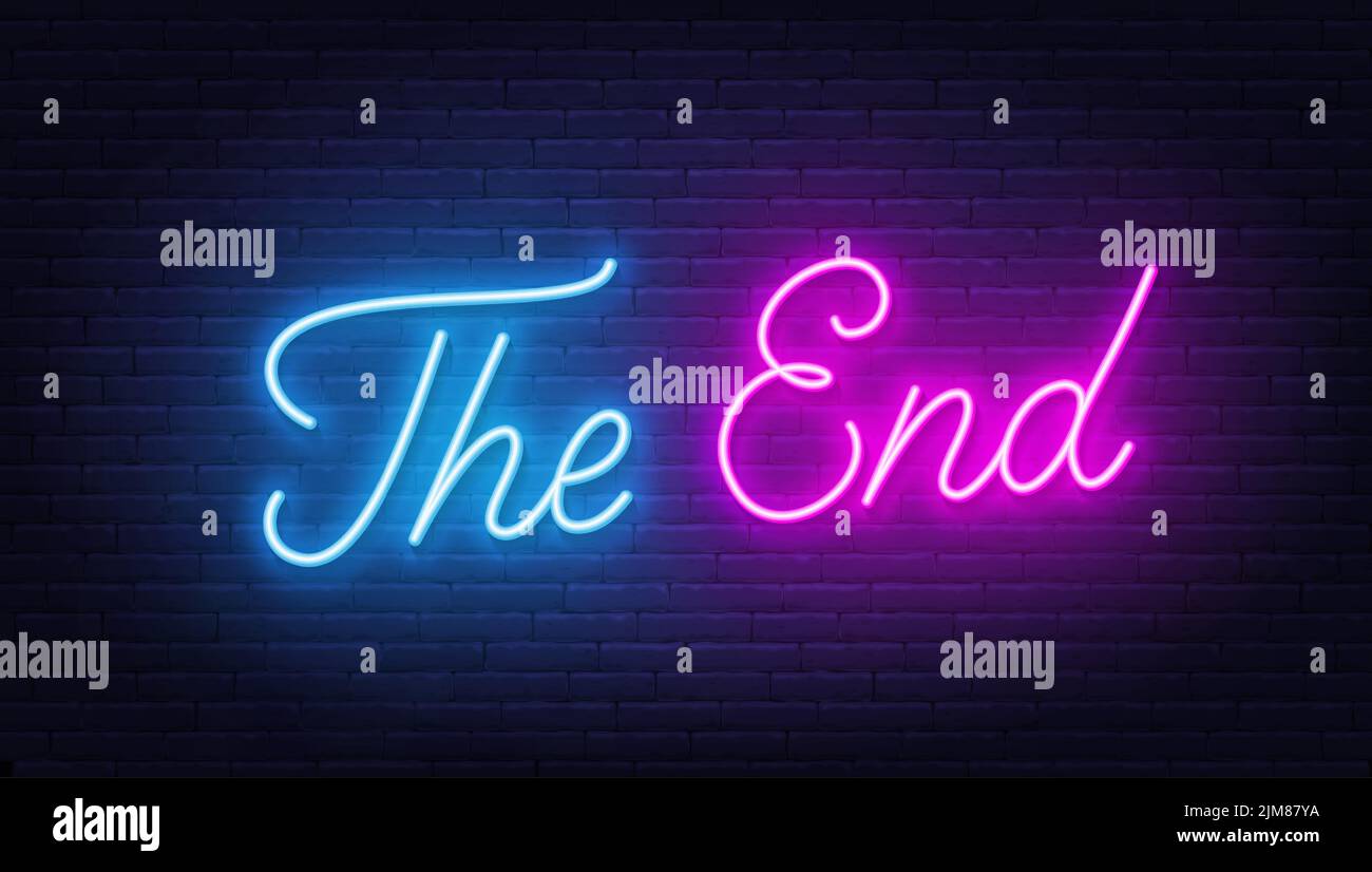 The end neon sign on brick wall background Stock Vector Image & Art - Alamy