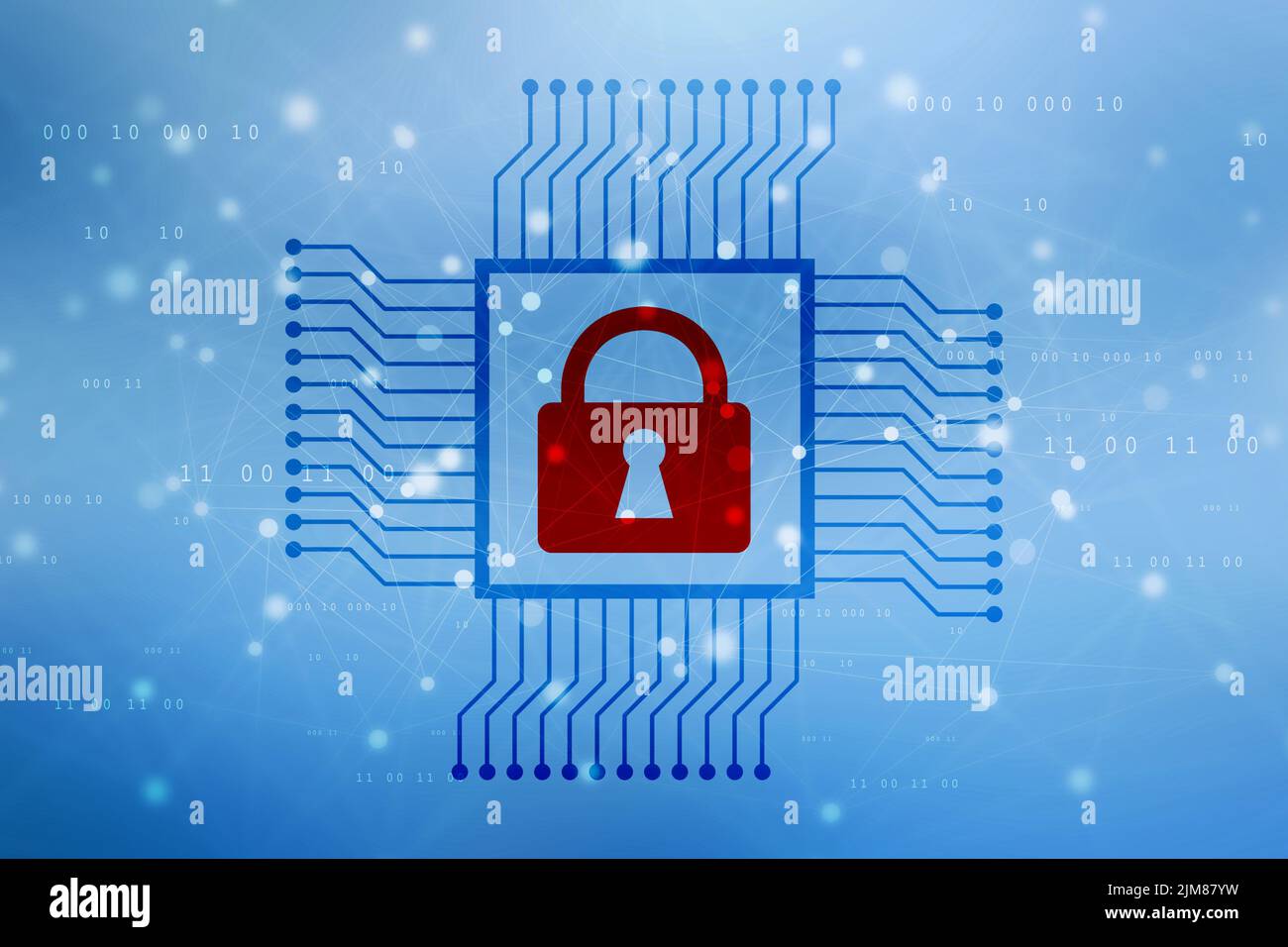 2d illustration Safety concept: Closed Padlock on digital background ...