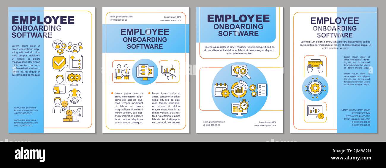 Employee adaptation software blue brochure template Stock Vector Image & Art - Alamy