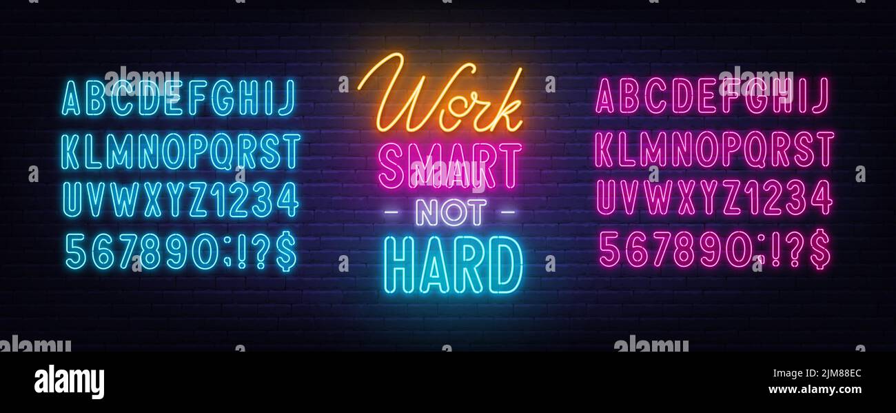 Work Smart Not Hard neon quote on a brick wall Stock Vector Image & Art ...