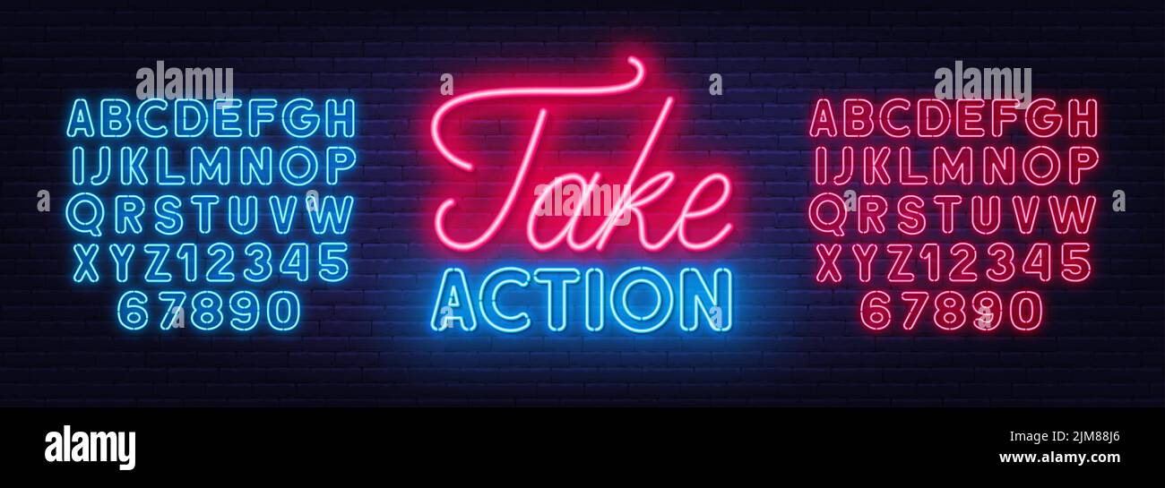 Take Action neon quote on a brick wall Stock Vector Image & Art - Alamy