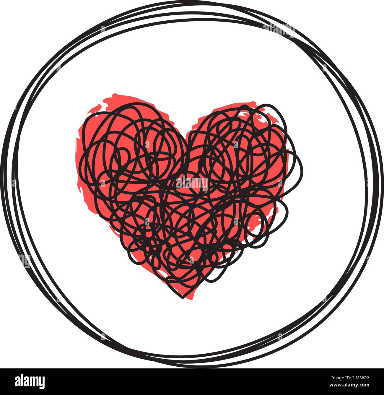 Heart in circle shaped tangled grungy scribble Stock Vector Image & Art ...
