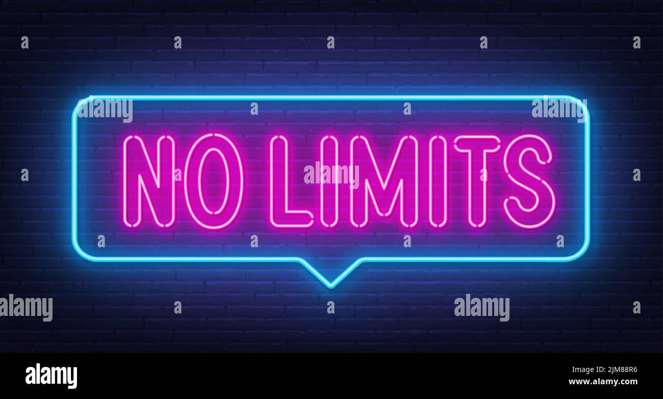 No limits neon sign in the speech bubble on black background Stock ...