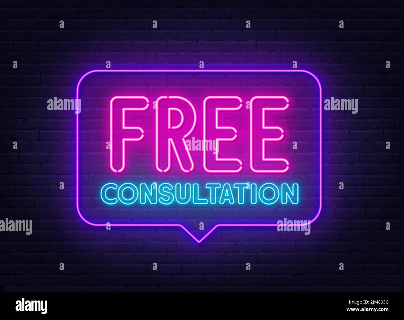 Free consultation neon sign in the speech bubble on brick wall ...