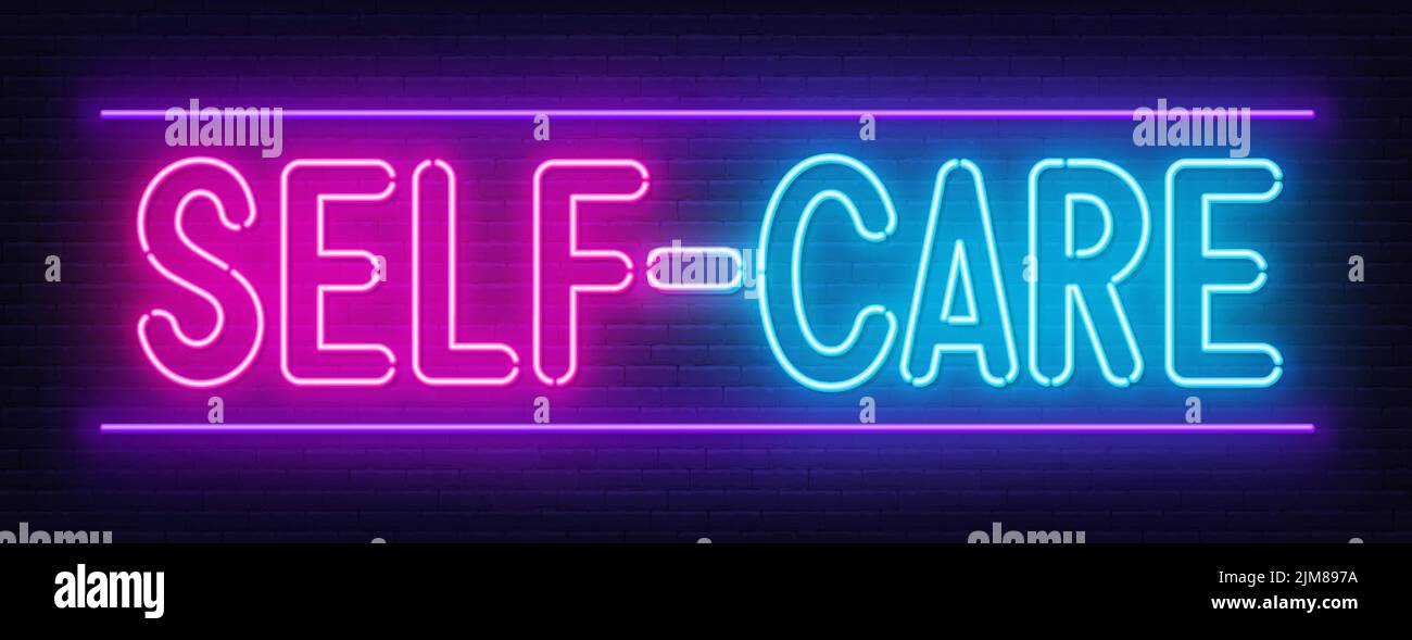 Self Care neon sign on brick wall background Stock Vector Image & Art ...