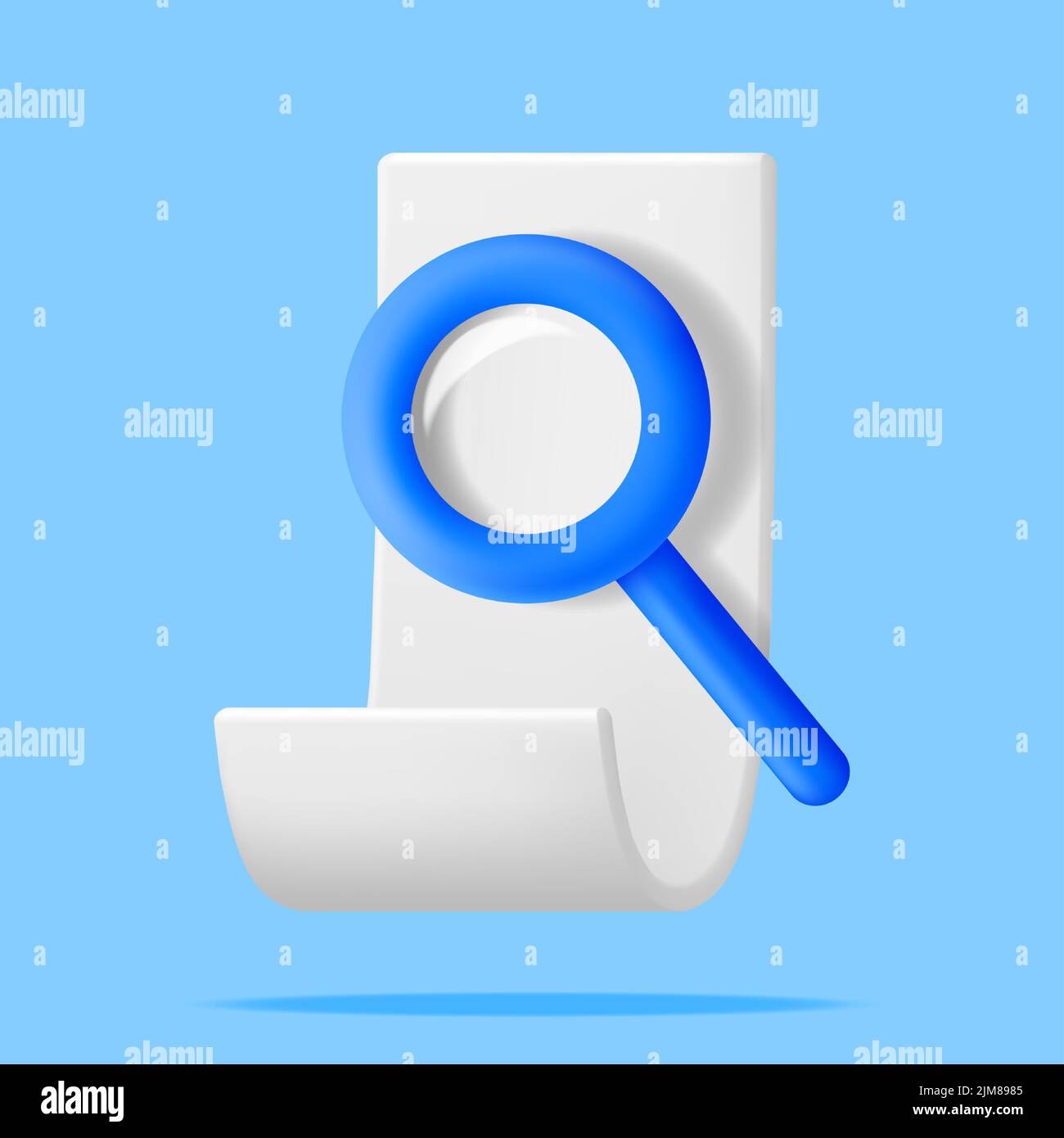 3D Paper Document with Magnifying Glass Isolated Stock Vector Image ...